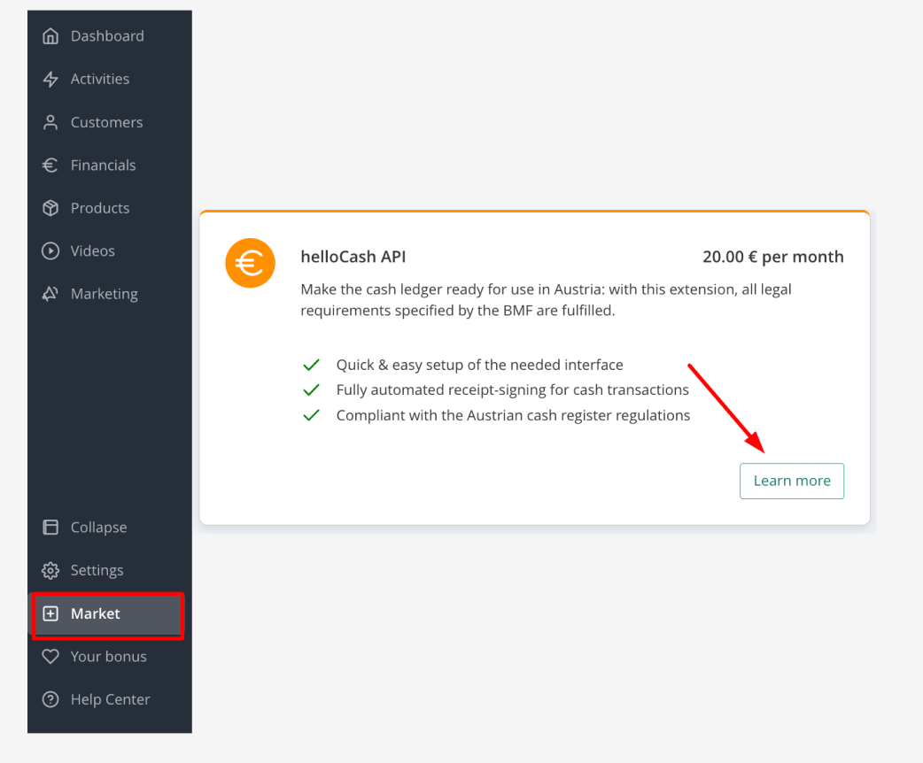 helloCash API (Application Programming Interface)
